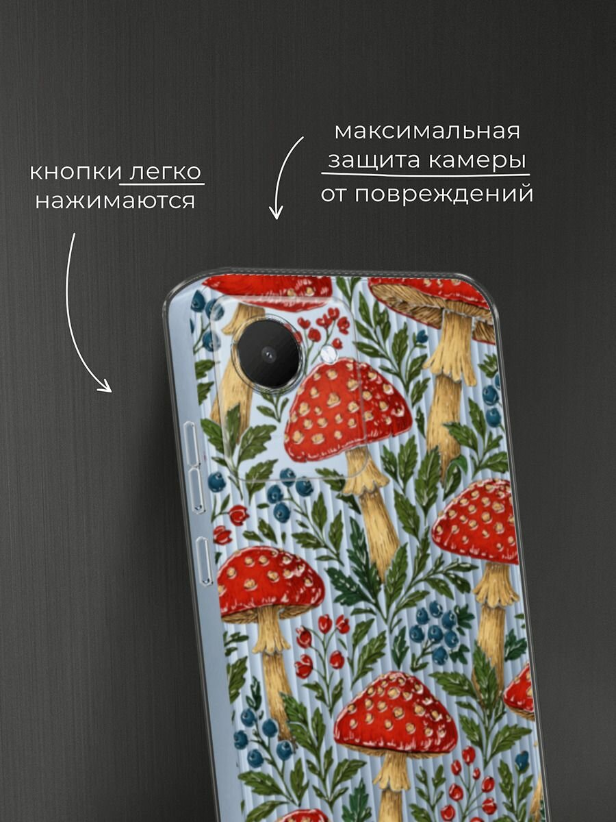 Силиконовый чехол на Realme C30 / Реалми C30 с принтом Мухоморы — фото 1