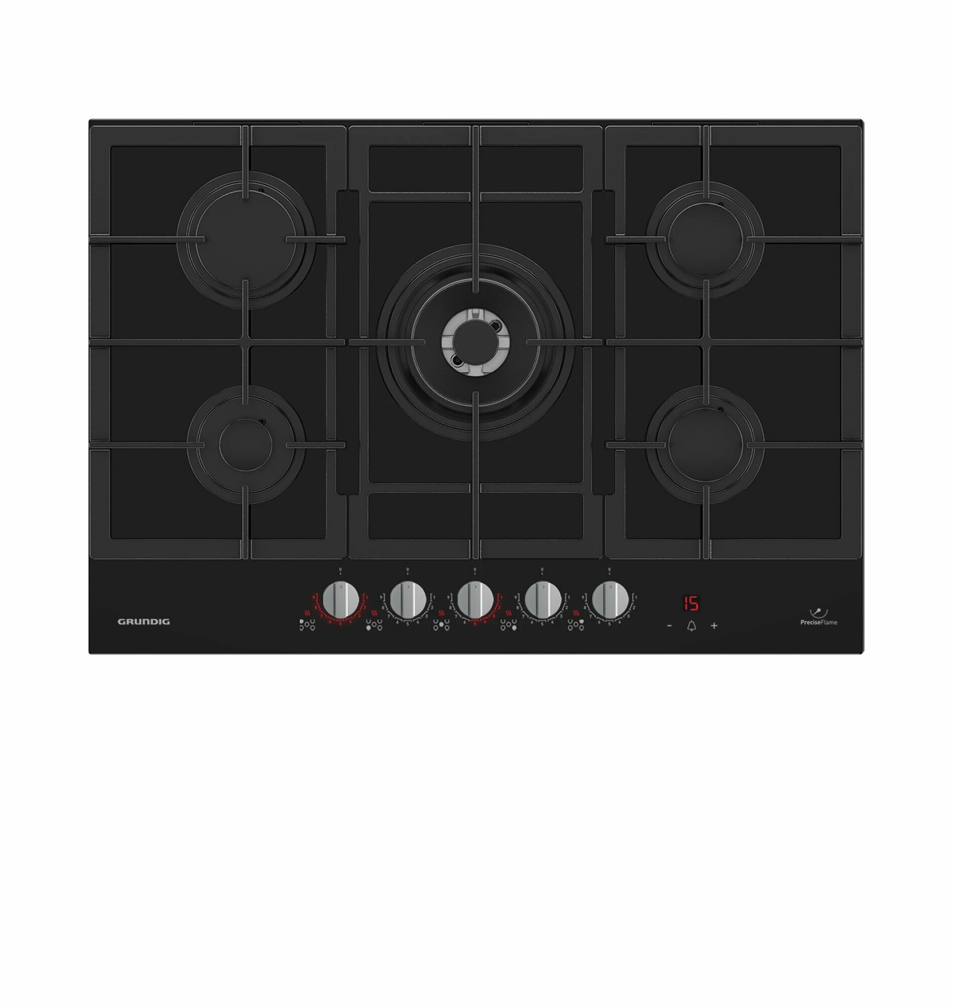 Газовая варочная панель Grundig GIGL7265250T, черный, 5 конфорок
