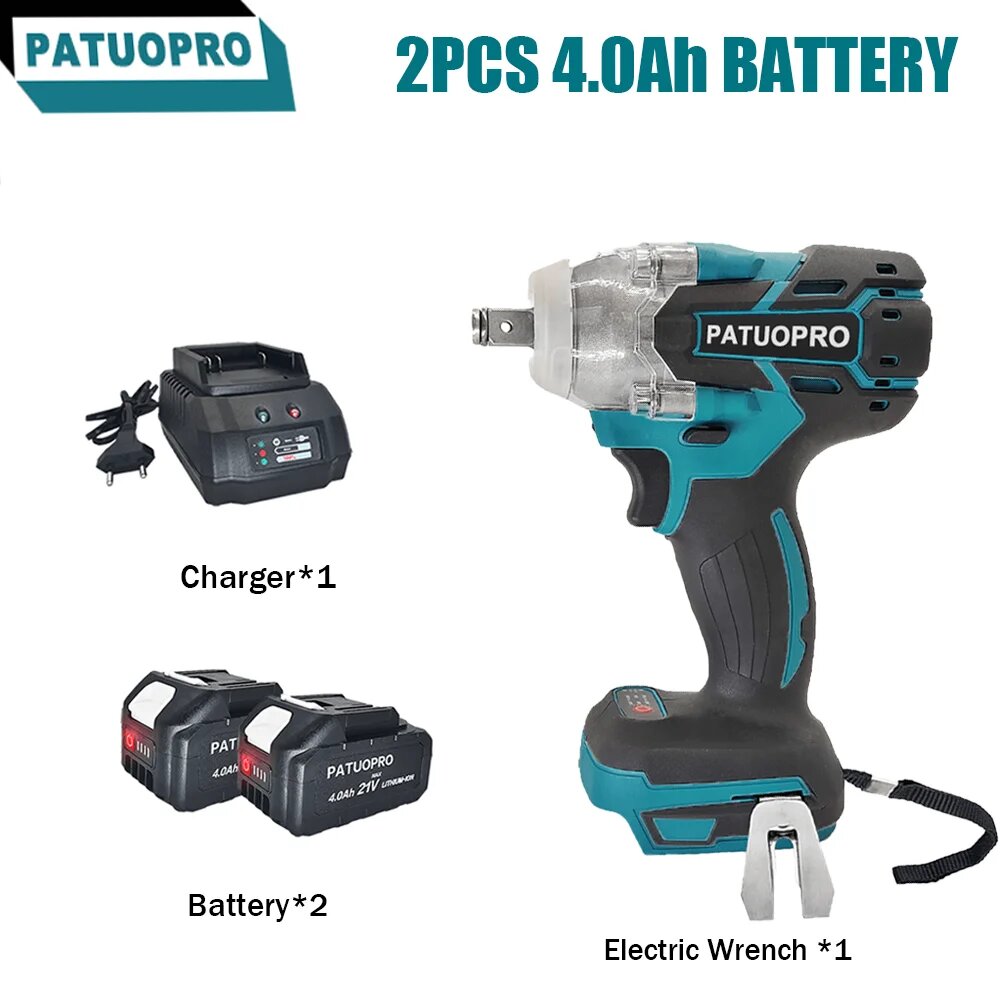 Аккумуляторный ударный гайковерт PATUOPRO 500 Нм 1/2 дюйма