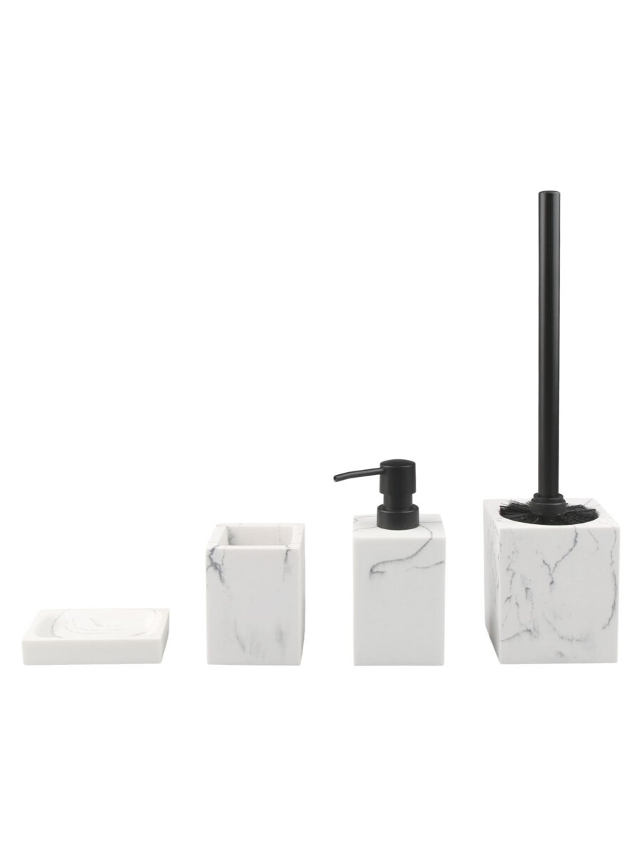 Набор для ванной комнаты аксессуаров 4 предмета PERFECTO LINEA коллекция MARBLE, белый (35-000105)