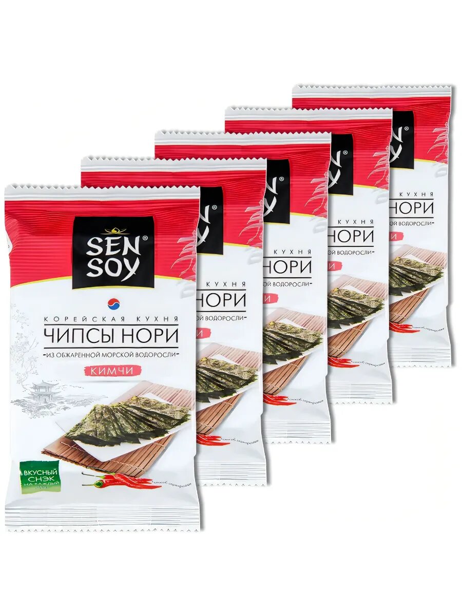 Чипсы 5 пачек по 4,5 грамма острые морские кимчи нори