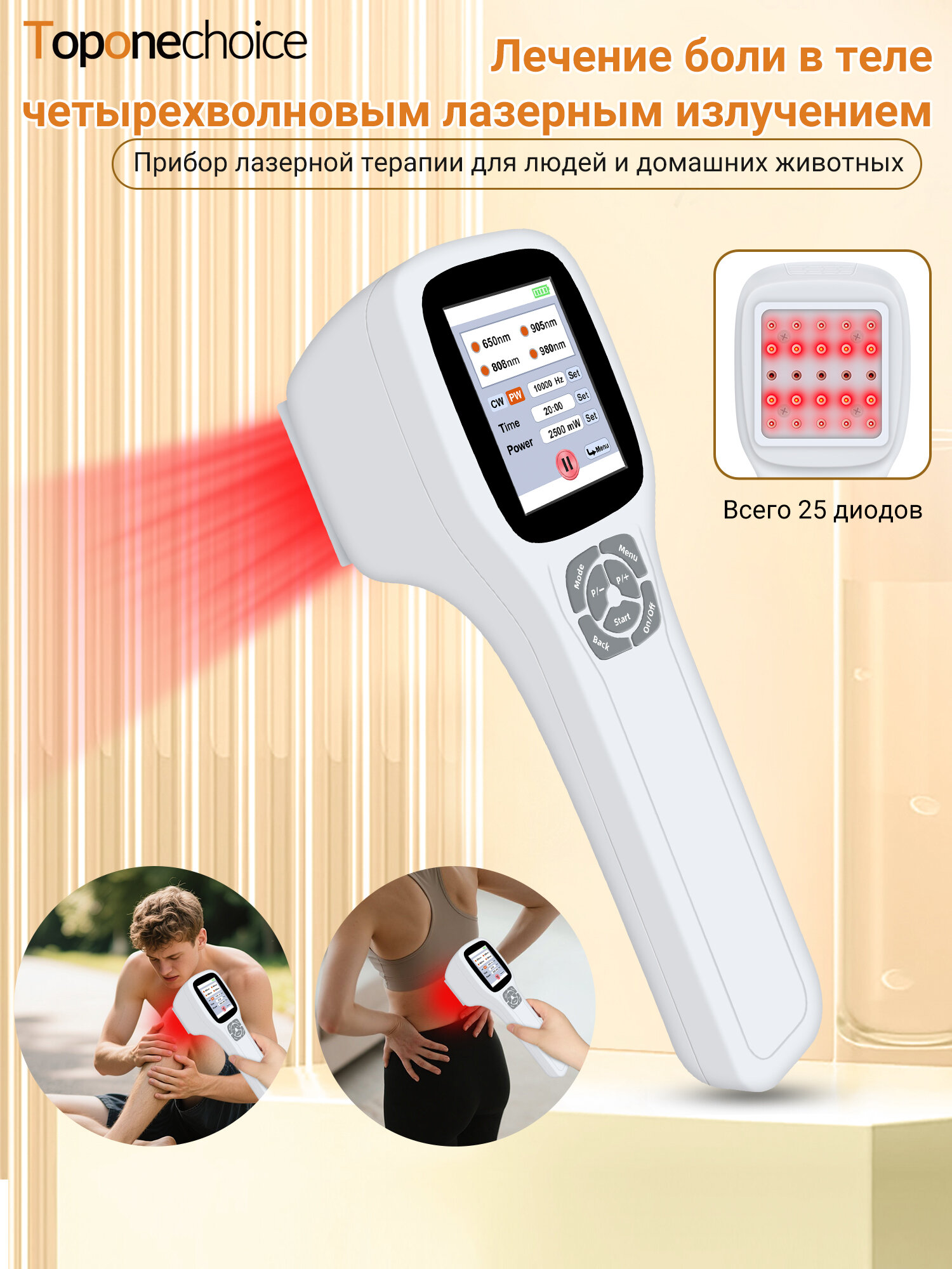 Лазерный терапевтический аппарат четырехволновой для суставов и артрита домашний и клинический
