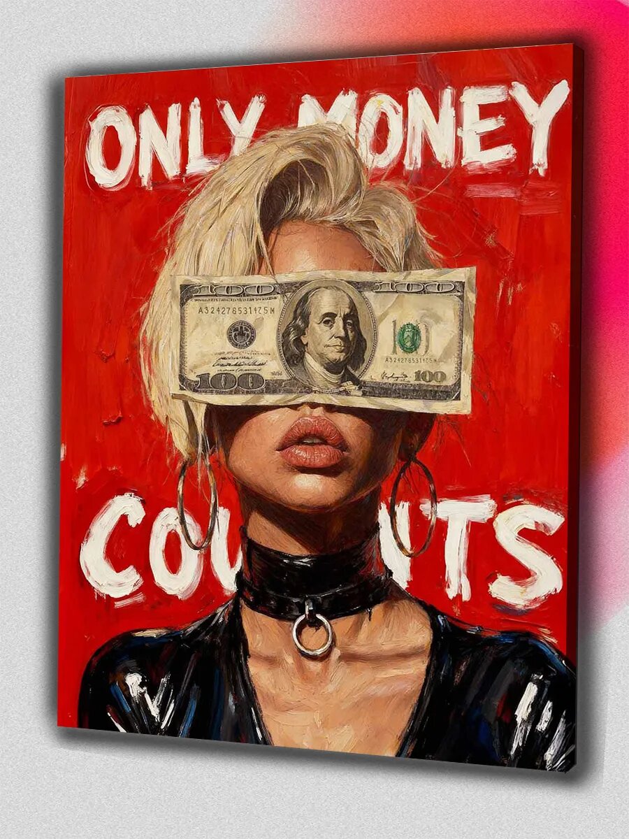 Картина по номерам на холсте Девушка доллар 40 на 50