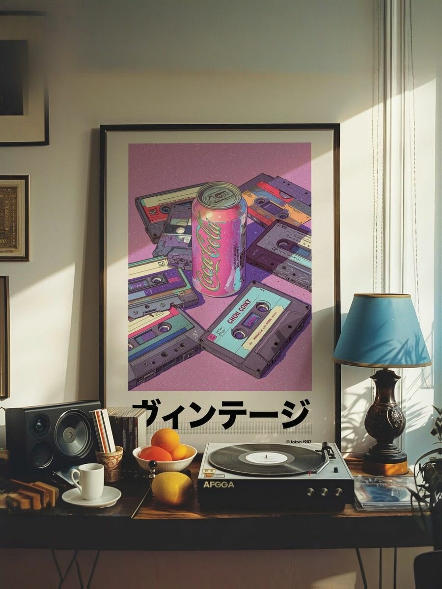 Постер в японском ретро стиле футуризм/плакат аниме гранж VHS интерьерная печать