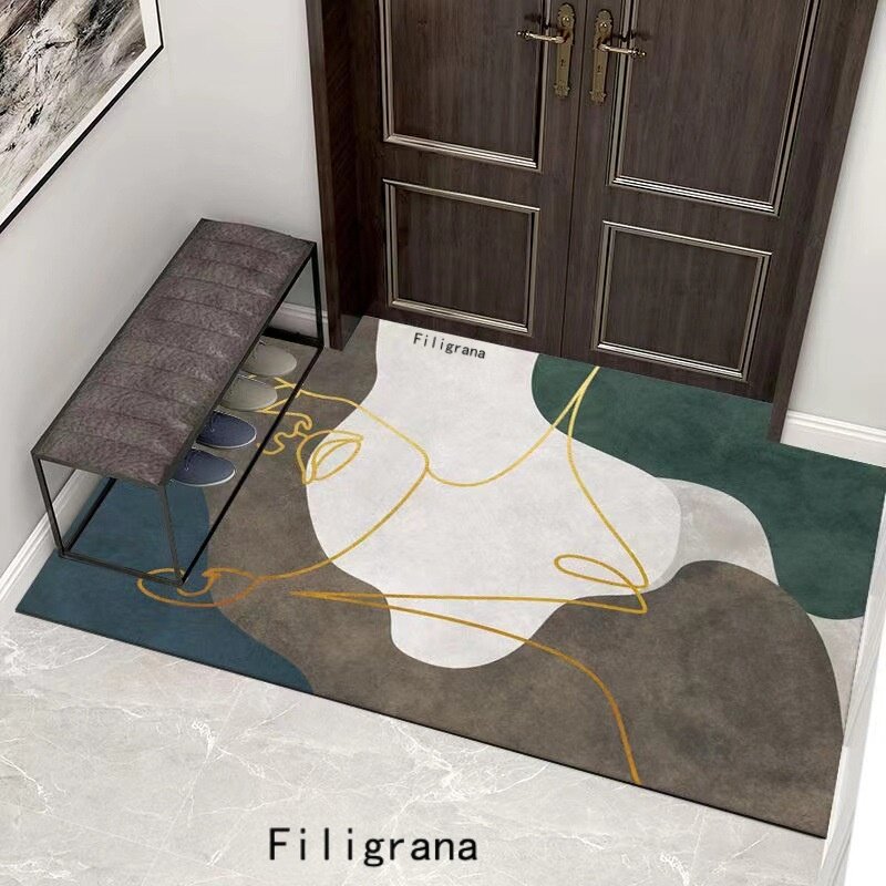 Коврик для двери Filigrana Crystal Velvet, устойчивый к пятнам, противоскользящий, для домашнего использования50cmX80cm