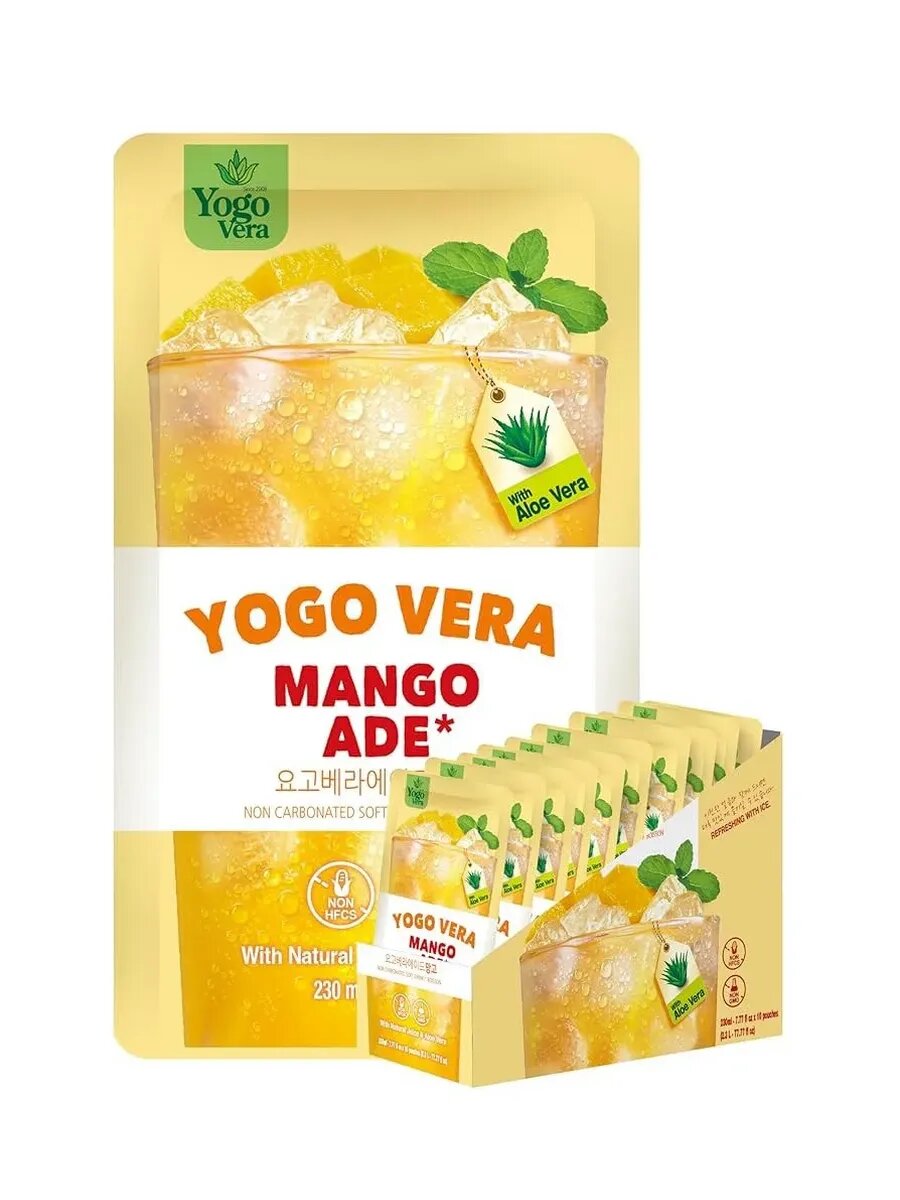 Безалкогольный негазированный напиток YOGO VERA со вкусом манго, дой-пак 10шт, 230мл