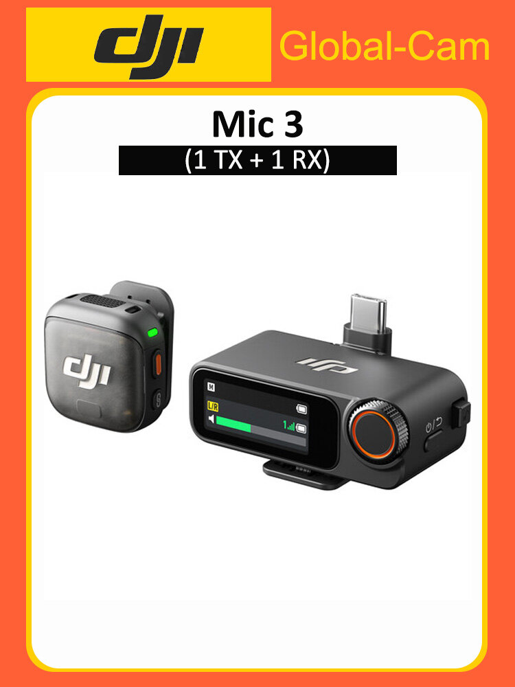 Микрофон DJI Mic 3 (1 TX + 1 RX) для iPhone / камеры / Android / Приложения / потоковые носители