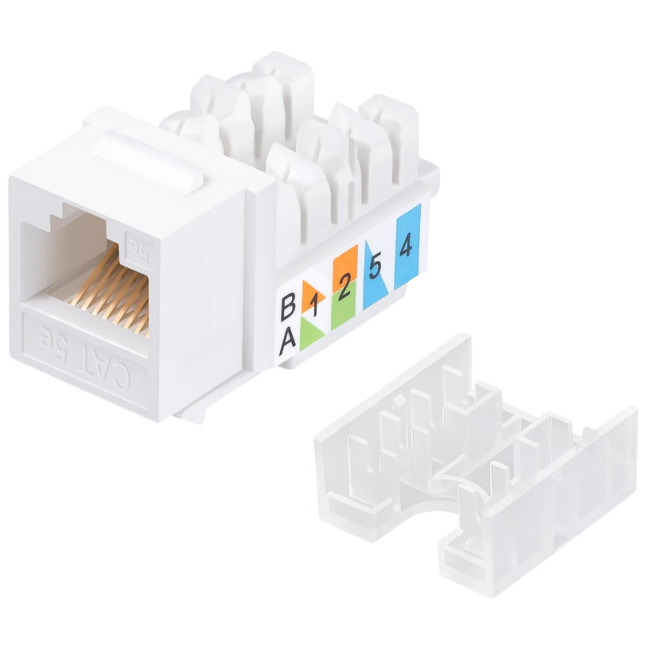 KJ-RJ45-Cat.5e-90-SW Модуль Cabeus Keystone Jack RJ-45, категория 5e, заделка 110 тип, белая, со стяжкой