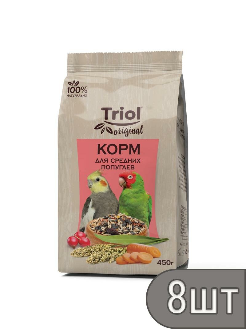 Triol Набор 8 шт Корм Original для средних попугаев, 450 г 3.6 кг
