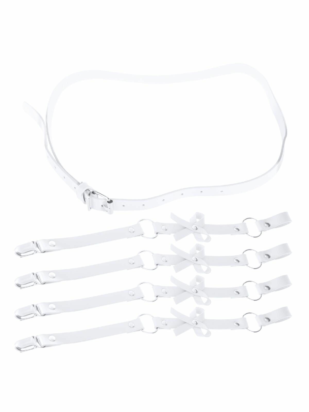 Готический пояс-подвязка для чулок из PU кожи с бантом, Белый