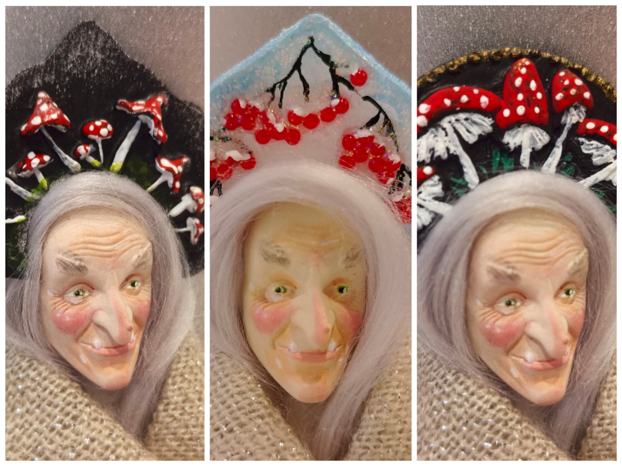 Набор миниатюр для ватной игрушки 002 " Кокошники " ручной работы для изготовления елочной игрушки из ваты