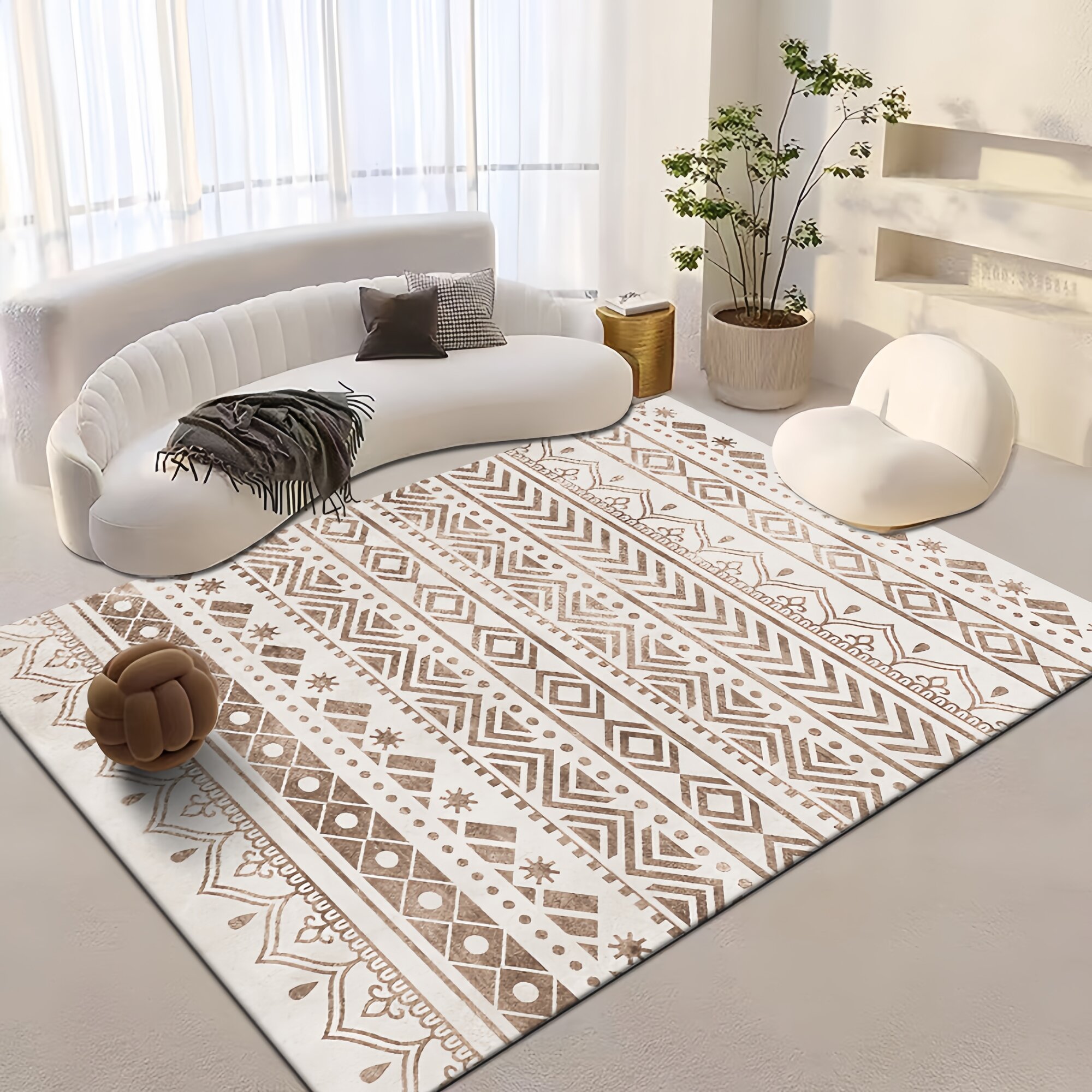 Совершенно новый, современный и минималистичный ковер из искусственного кашемира в скандинавском стиле. 80 см x 120 см