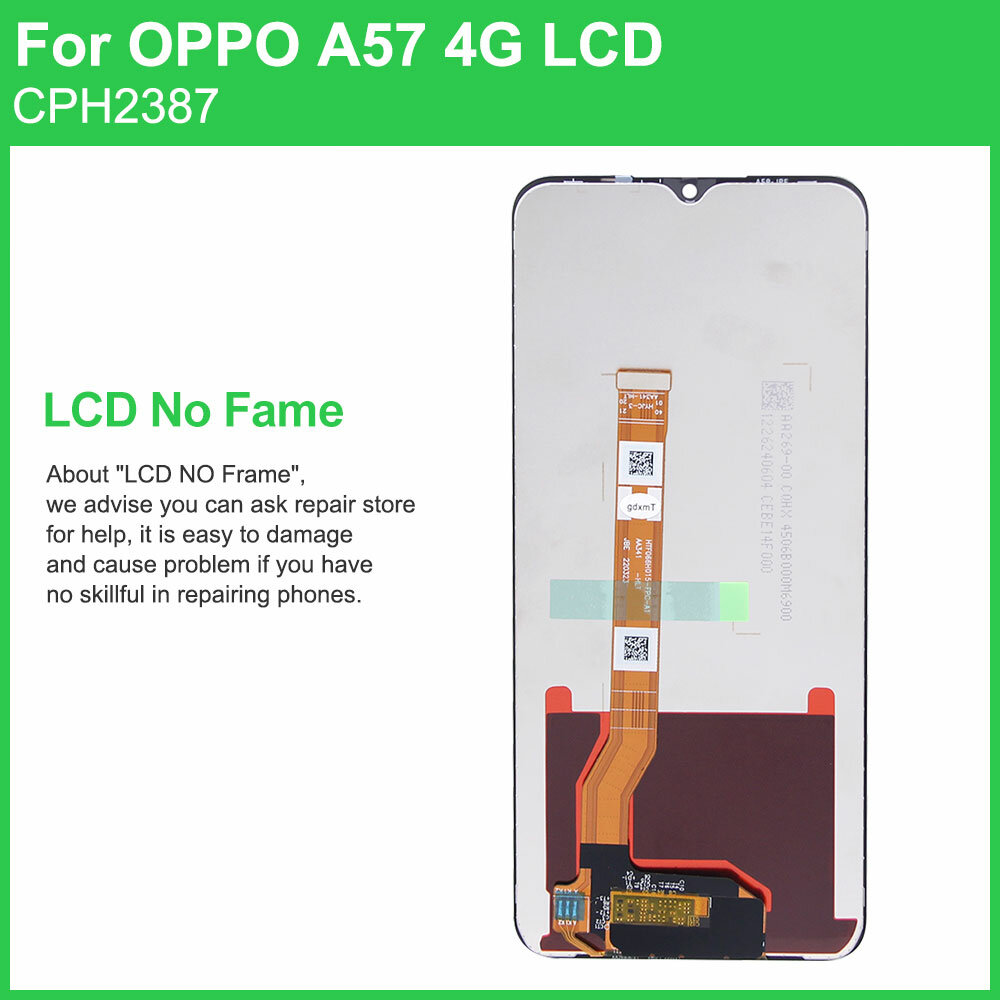 Дисплей Для Oppo A57 4G (CPH2387) в сборе с тачскрином, черный
