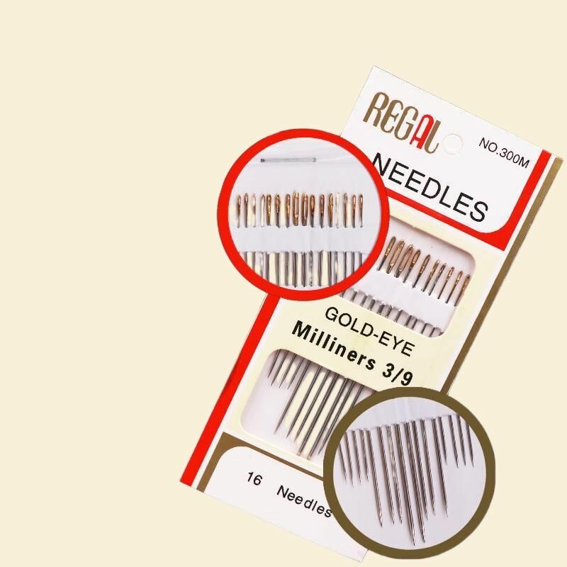 Набор швейных иголок с большим ушком 16 шт, прочные иглы для ручного шитья и вышивания, удобные для слабовидящих и начинающих, набор для дома и творчества