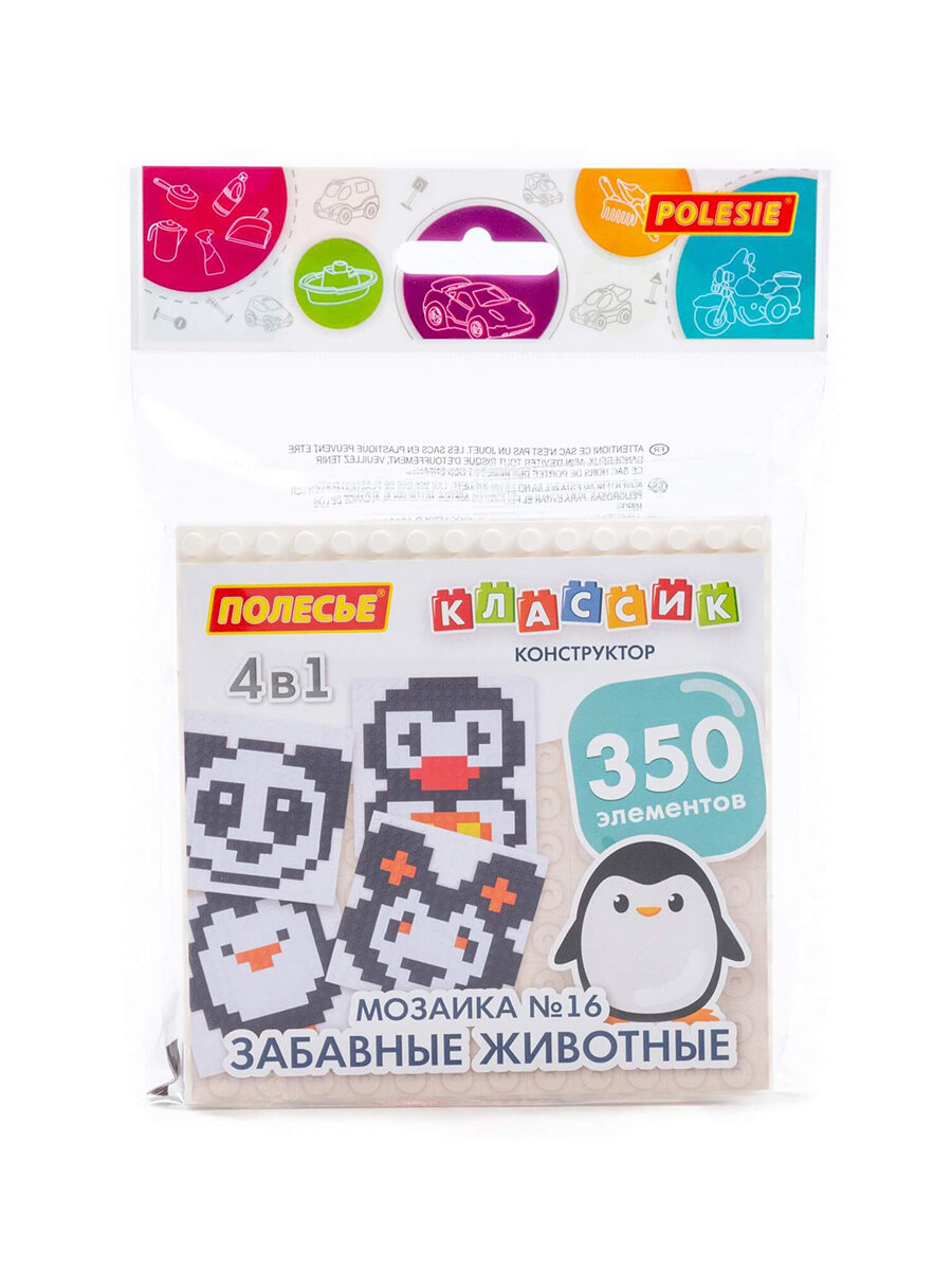 Полесье Конструктор Классик Мозаика №16 забавные животные 350 элементов 73270 с 3 лет