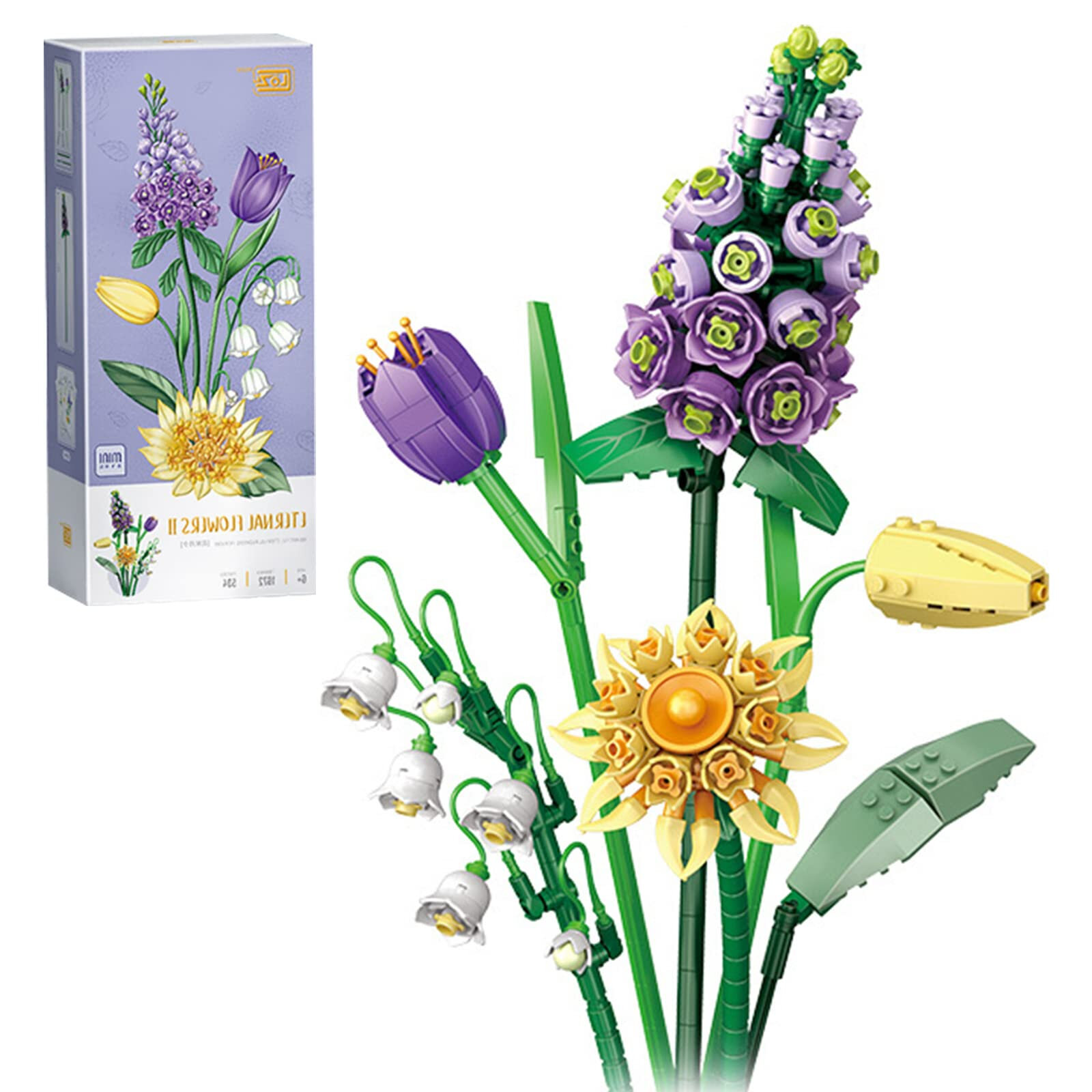 LOZ/Li Zhi набор для сборки букетов из строительных блоков DIY вечные цветы (модель 1672, 534 части) из пластиковых кирпичиков для детей 6 лет и старше с контролем взрослых, не подходит детям до 3 лет из-за риска случайного поедания