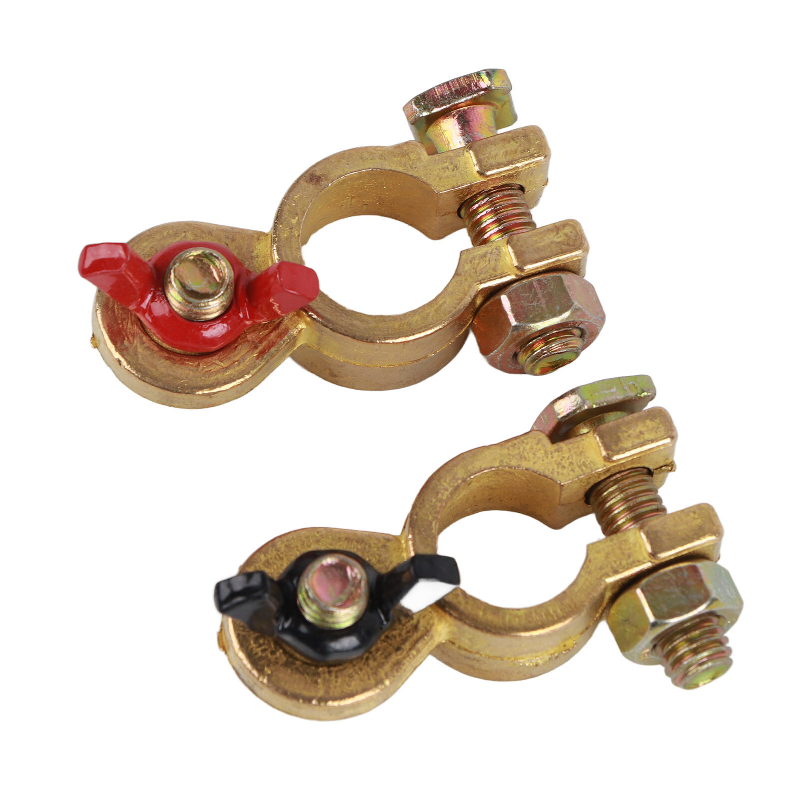 2pcs Universal Battery Terminal Clamps Pure Медные положительные отрицательные отрицательные соединители для автомобиля для автомобиля