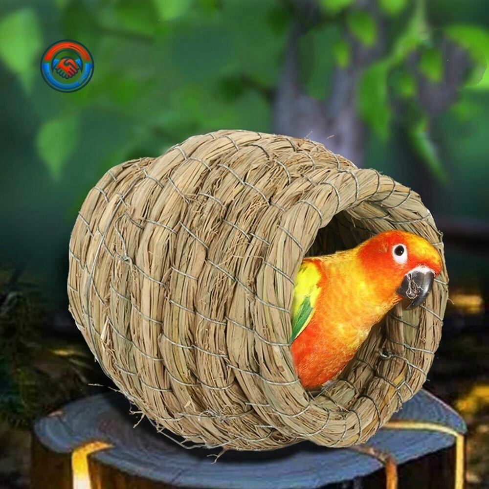 Соломенное гнездо для птиц, уютное гнездо для разведения волнистых попугаев и канареек, экологичное жилище для сельскохозяйственных птиц, компактное птичье жилище 8 12,5 см