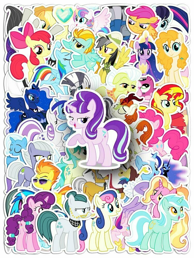 50 милых декоративных наклеек My Little Pony- веселые стикеры для детей и взрослы