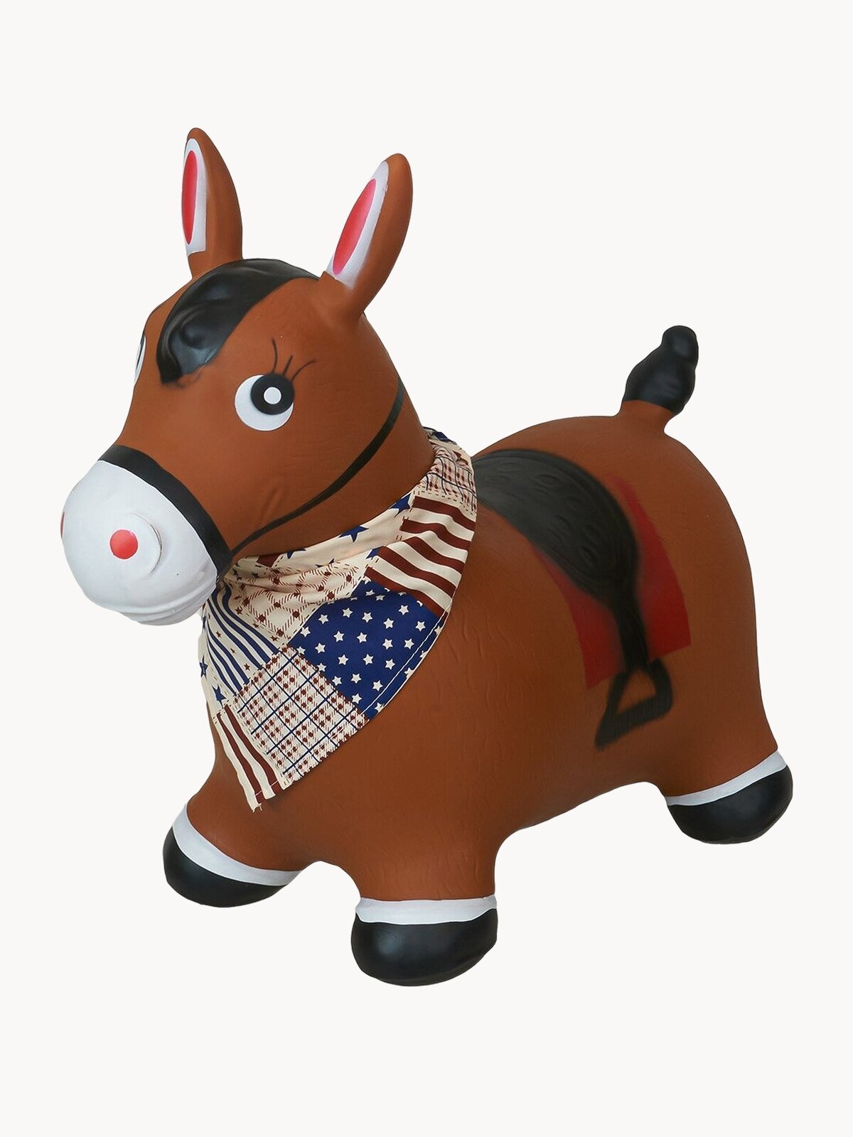 Прыгун Коричневая лошадка Звездочка, детская надувная развивающая игрушка-тренажер (в комплекте с платком-банданой)