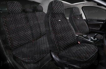 Накидка на сиденье "PSV" 5D Velur Sport велюр черный/отстрочка красная (комплект на весь салон)