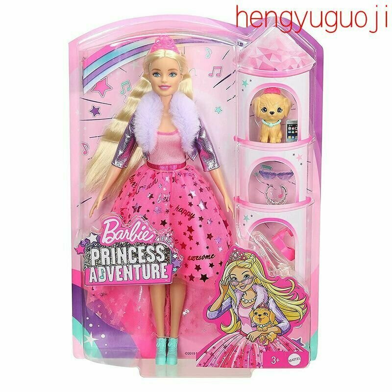 Mattel Barbie Princess Adventure / Приключение принцессы Барби Модная кукла-блондинка 12 дюймов с домашним щенком, парой туфель, диадемой и аксессуарами