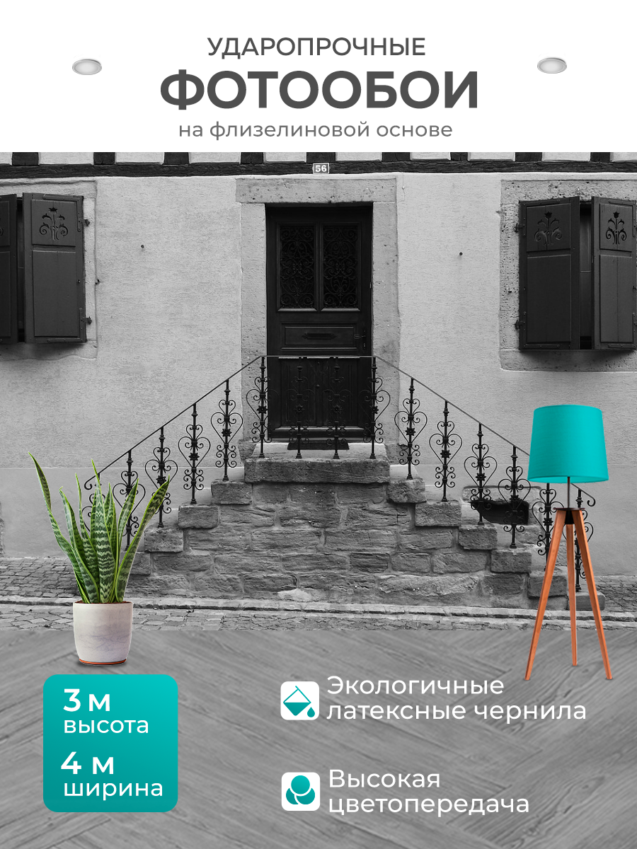 Фотообои моющиеся ударопрочные "Лестница, порог, вход в дом" 400x300 см. флизелиновые на стену