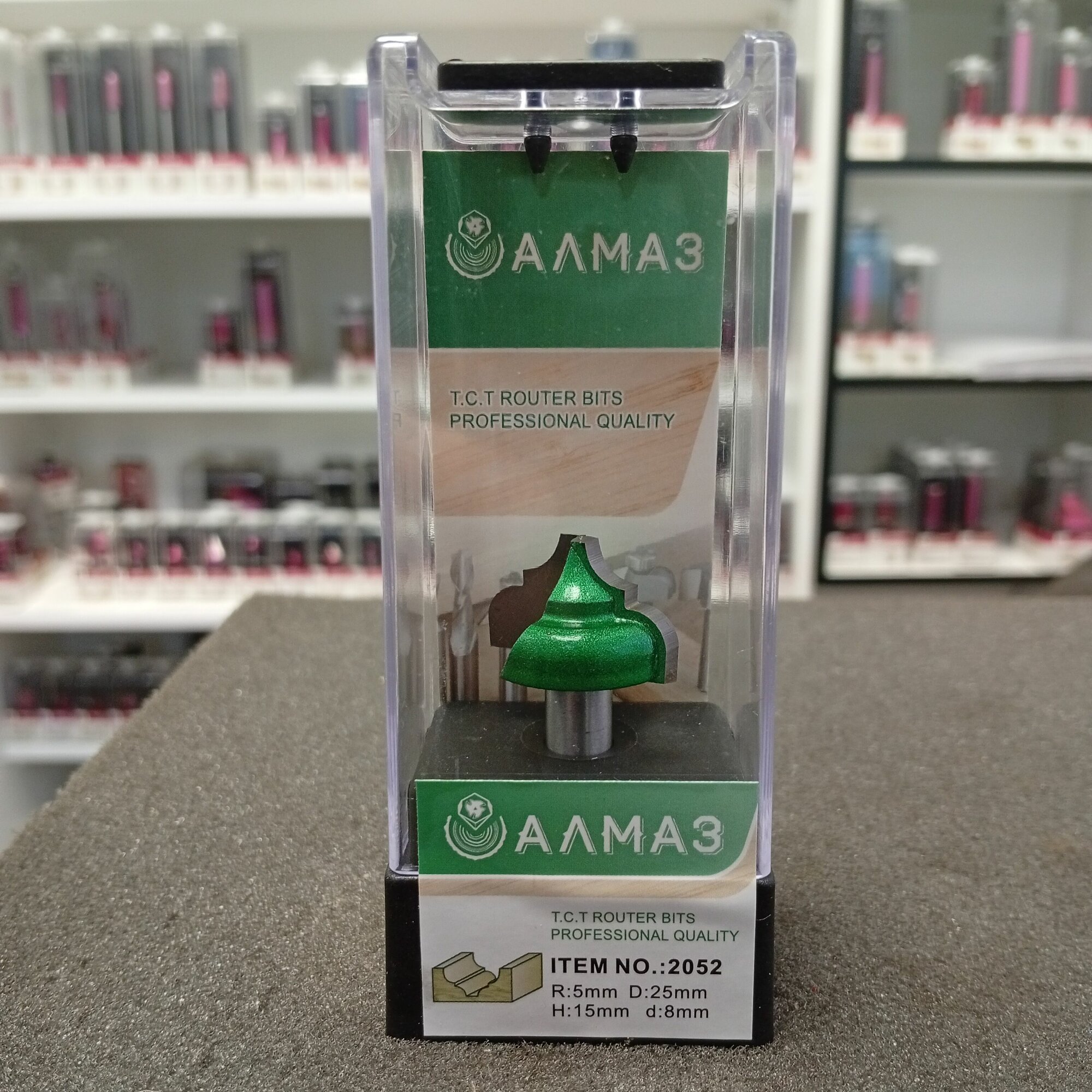 Фреза для фрезеровки фасадов ( псевдофиленка) алмаз 2052 пазовая фасонная D:25mm I:15mm d:8mm R:5mm