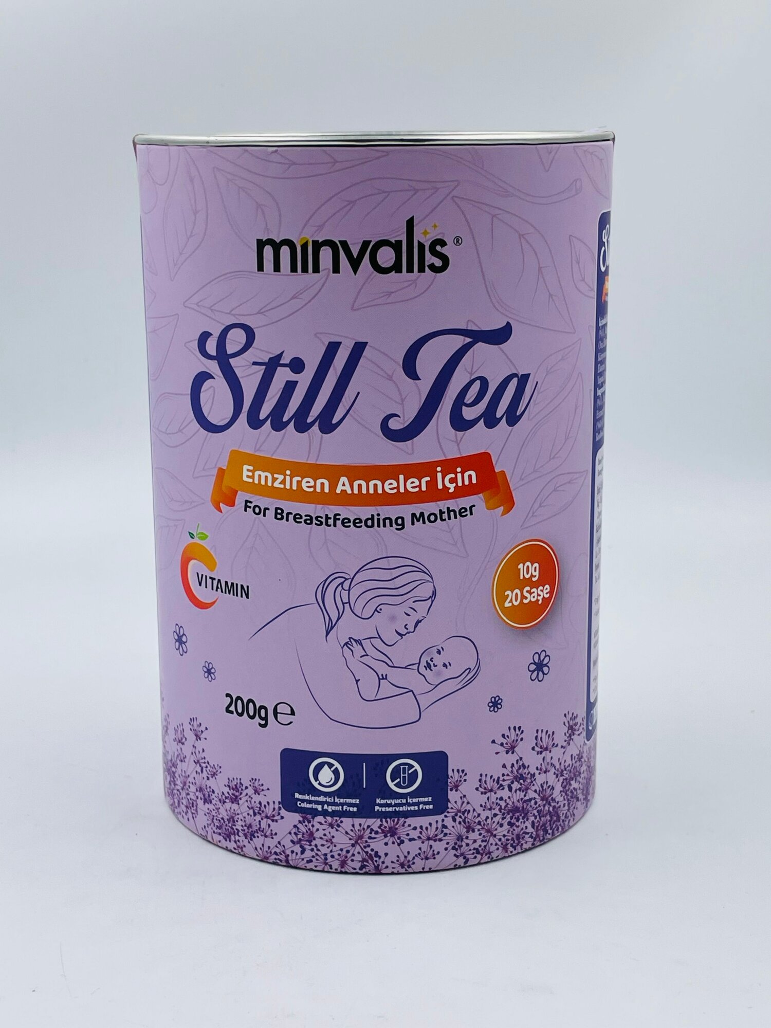 Чай Minvalis для кормящих мам с витамином С и растительными экстрактами, 200 г (20 саше-пакетиов по 10 г), Турция