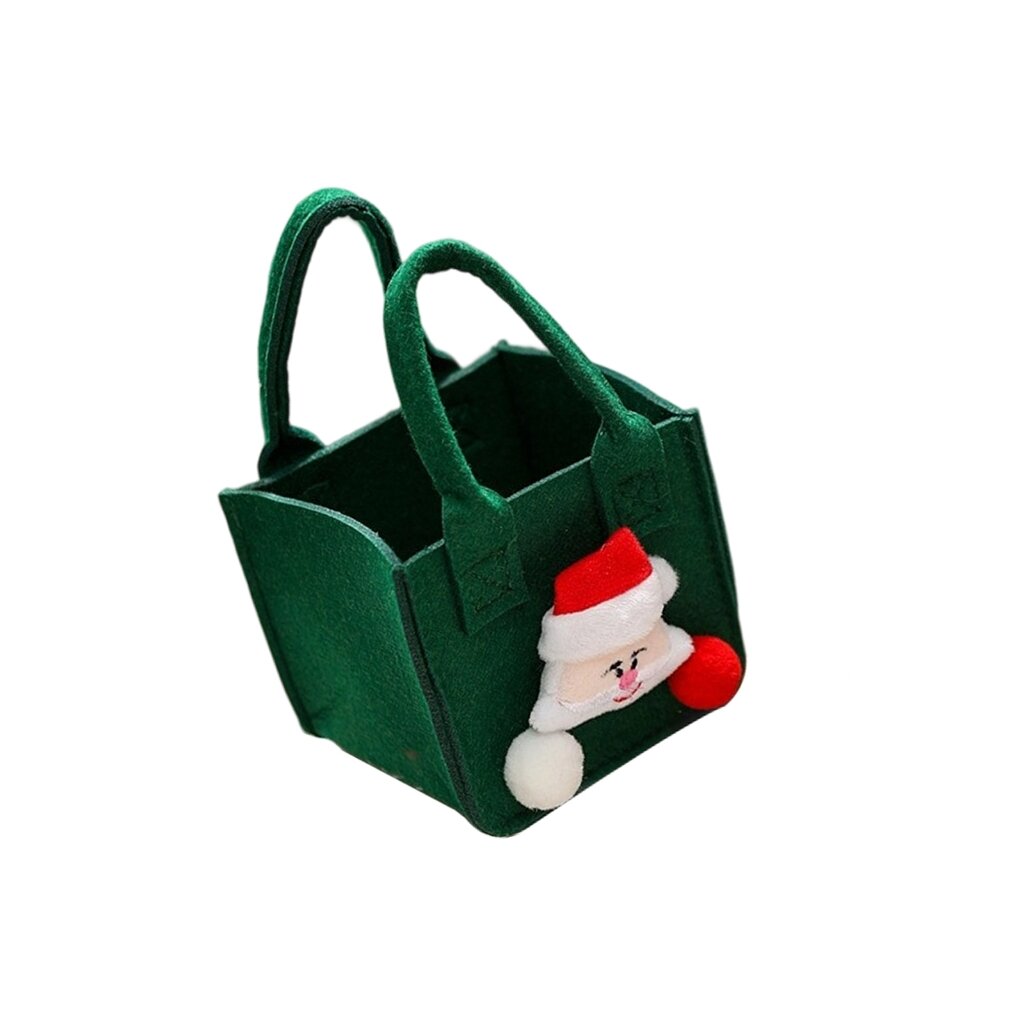 Рождественская фетровая сумка В Канун Рождества Apple Box Переносной Подарок Apple Bag-Темно-зеленый-Square style one