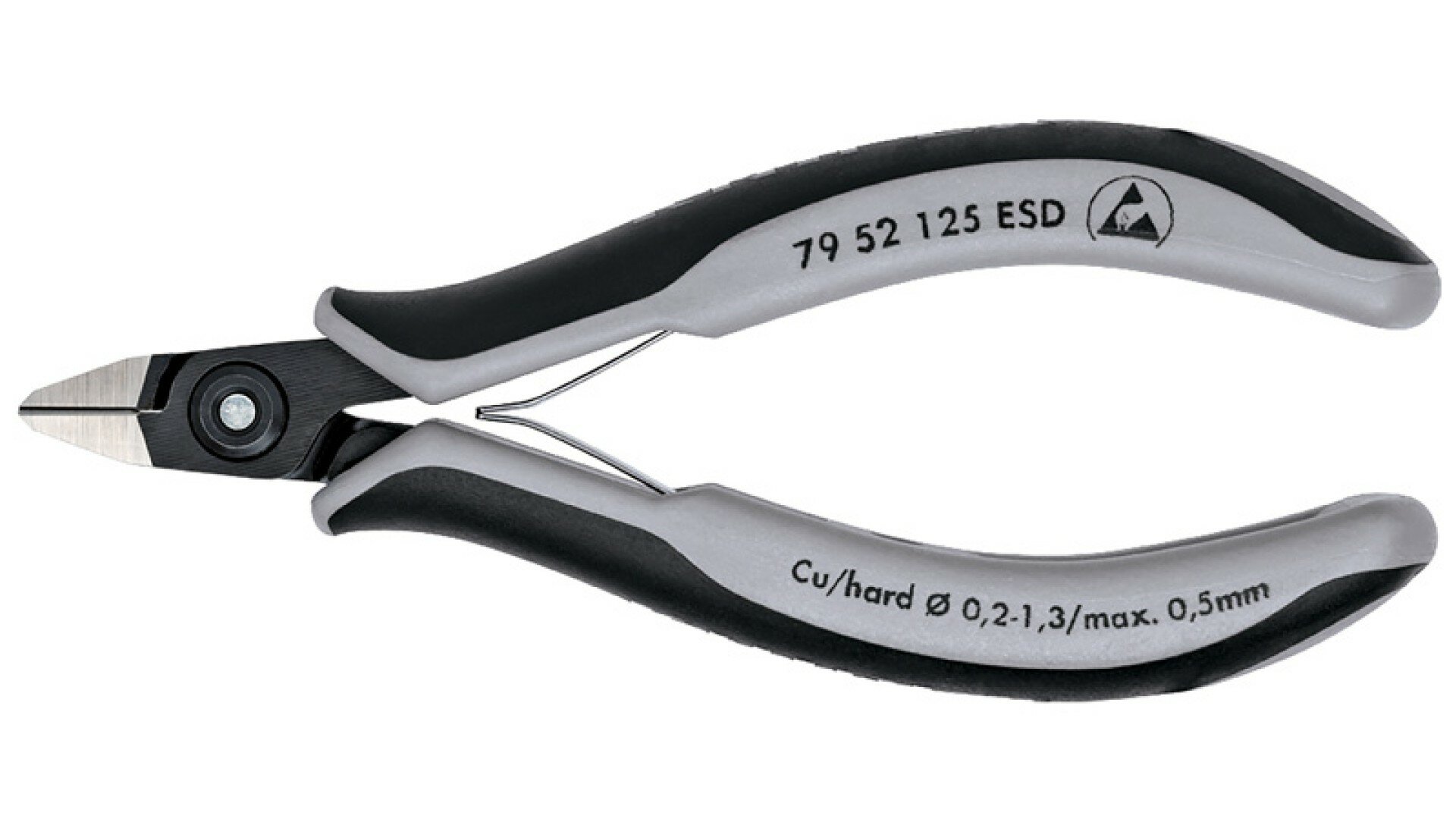 Бокорезы прецизионные KNIPEX ESD, острая головка, зажим для проволоки, 125 мм, 2-комп антистатические ручки