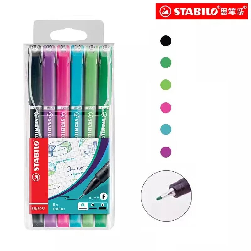 Гелевые ручки Stabilo 198, 0,3 мм, 4/6/8 цветов 6 Colors