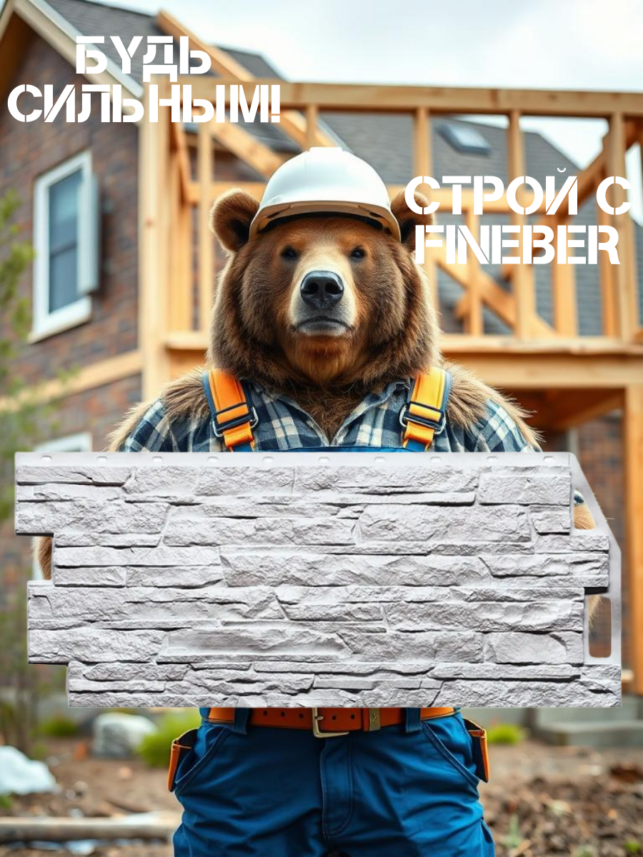 Фасадные панели Fineber "Скала" 10шт, мелованный белый, полипропилен, 10 шт