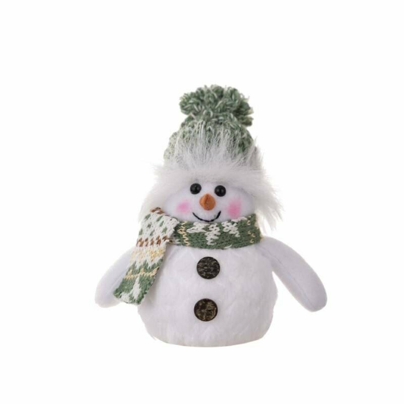 Christmas snowman decor with led lights and cap for winter celebration atmosphere, short