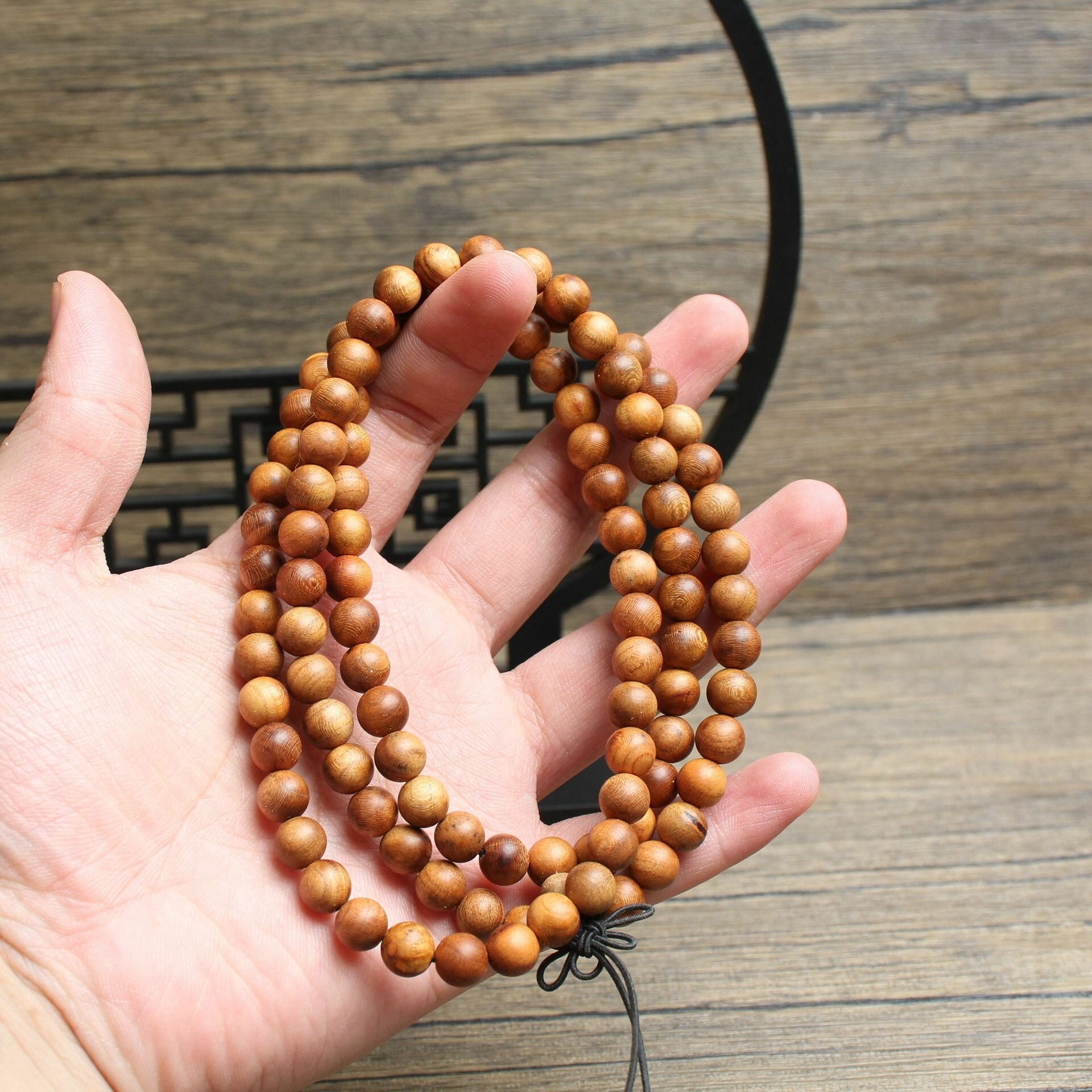 Браслет из бусин Будды из персикового дерева с молнией, 108 бусин, размер 8ммX18, индивидуальные бусины с маленькой молнией, ручная работа, полированные