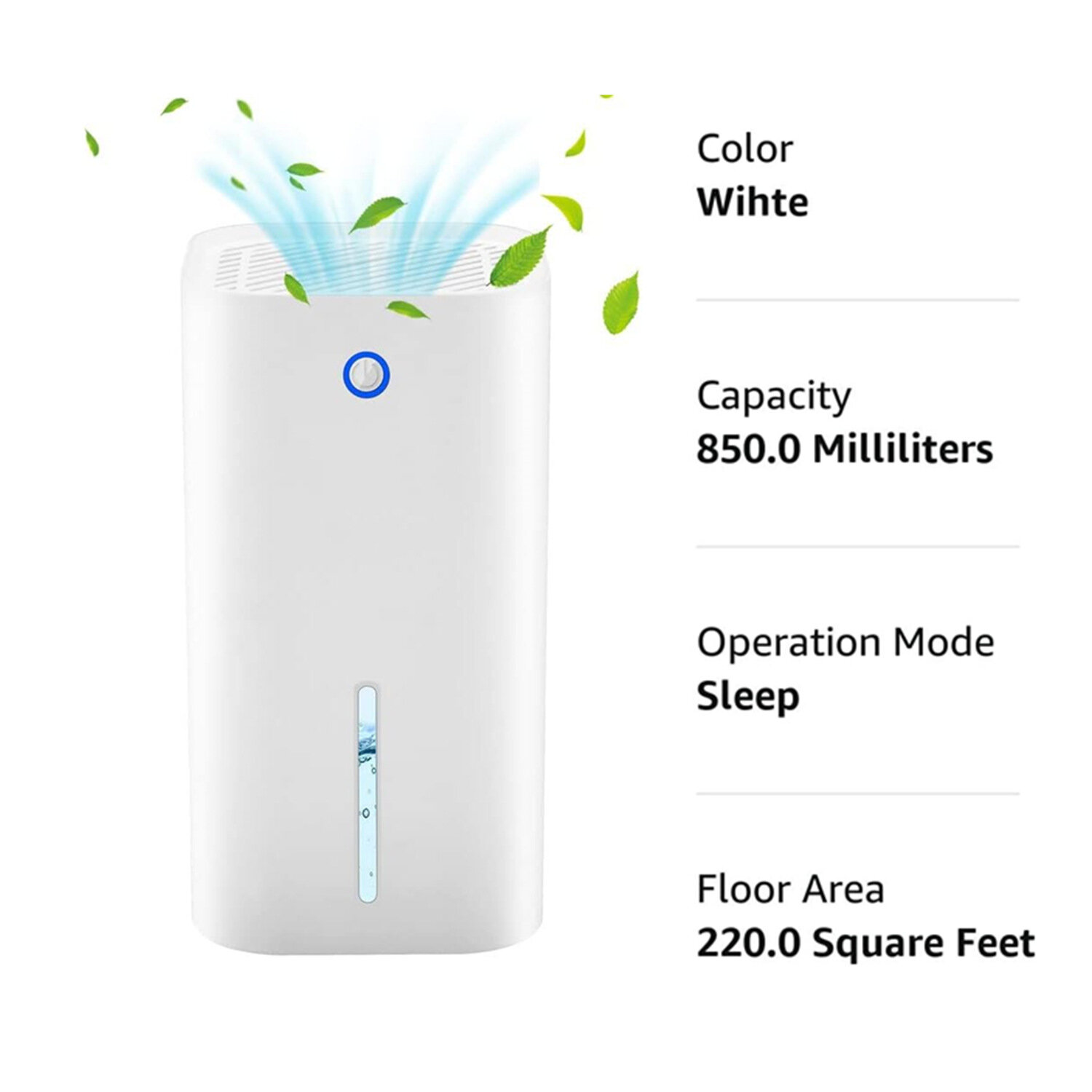 Дыхатель для дома, тихий дегидратор для спальни, убиратор влаги маленький для подвала, бак для воды 850ML EU, 1 шт.