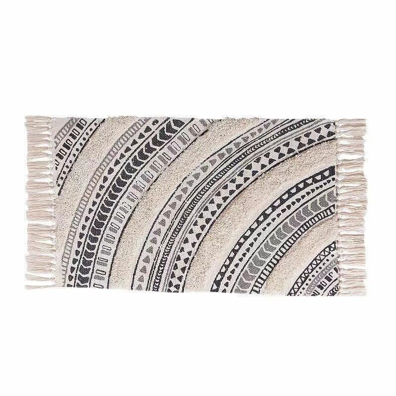 Скандинавский стиль, хлопковый льняной коврик с кисточками, плетеный напольный коврик для спальни, простой современный ковер, машинная стирка