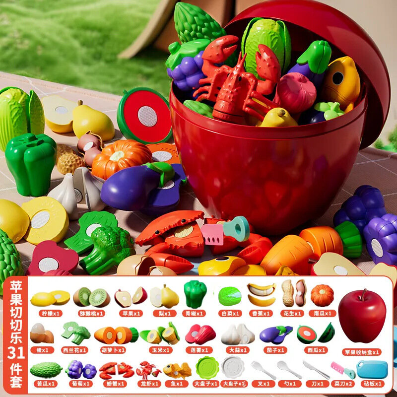 Игрушка для нарезки фруктов, детская игра в нарезку овощей, яблоко, набор для кухни, нарезаемые овощи, подарок на День детей