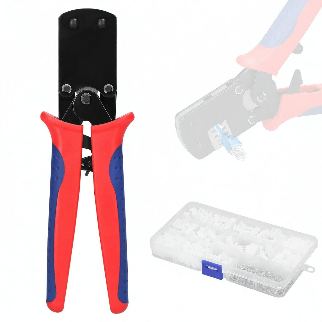Набор инструментов для калибровки разъемов Портативные терминалы Инструменты электрика Клещи для калибровки электрических разъемов Инструменты для калибровки электроники Соединительные терминалы Ручной клещ, Цвет: красный+синий+черный, Материал: