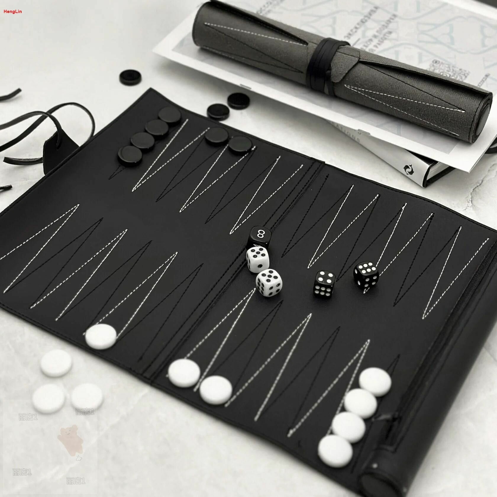 Нарды в свитке кожаные дорожные