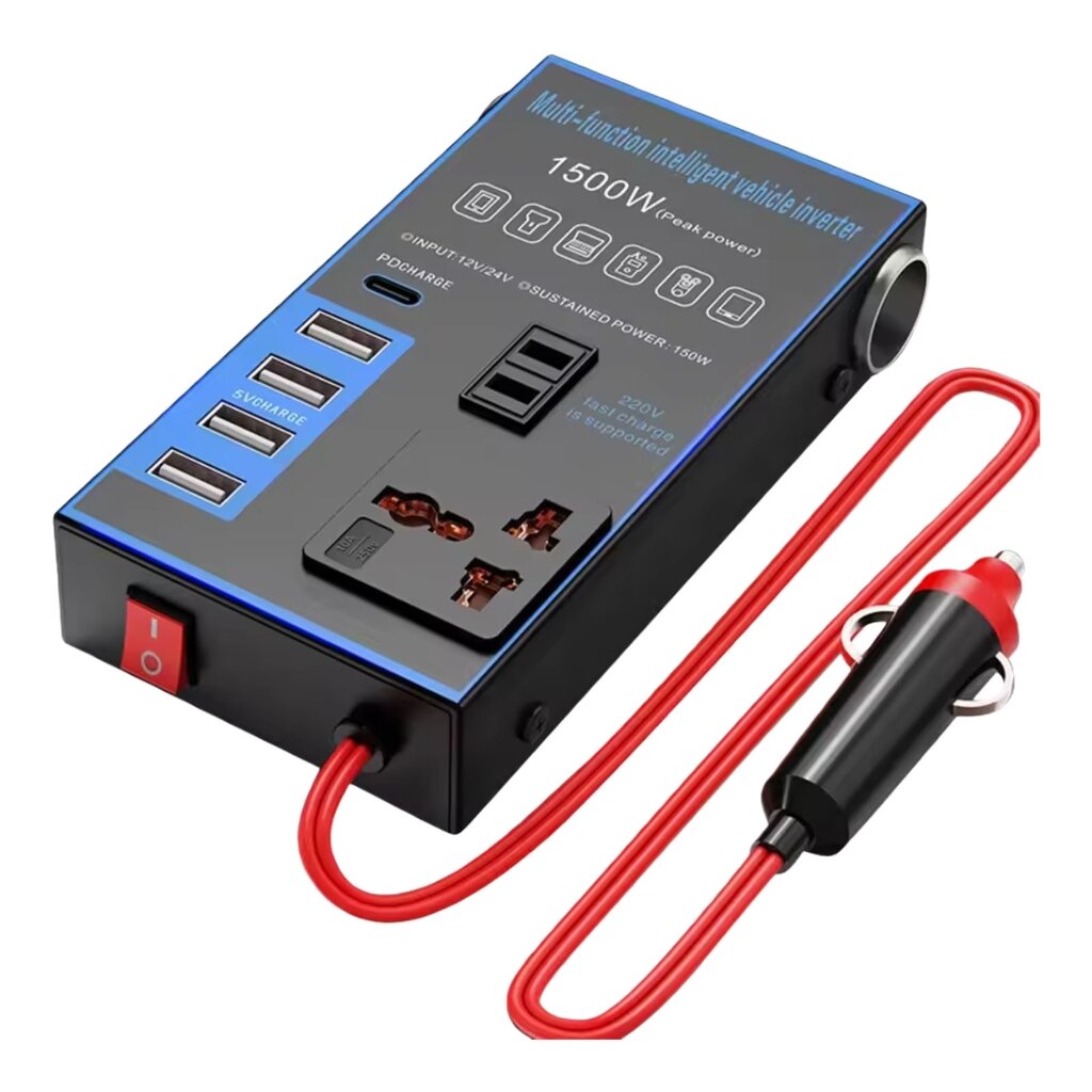 Многофункциональный автомобильный инвертор от 12 В/24 В до 220 В, мощный преобразователь, зарядное устройство для легковых и грузовых автомобилей, универсальное