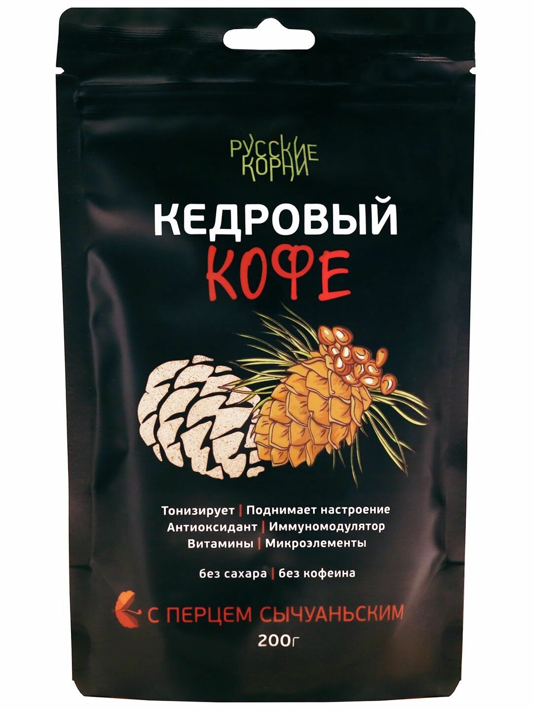 Кофе кедровый с сычуаньским лимонным перцем, без кофеина, без сахара, антиоксиданты, 200 гр - Русские корни