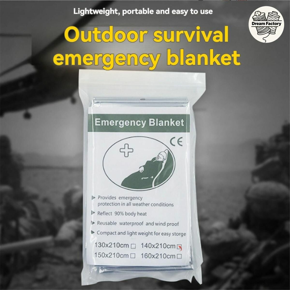 Аварийно-спасательное одеяло, термоизоляционное спальное для выживания, 140x210 см
