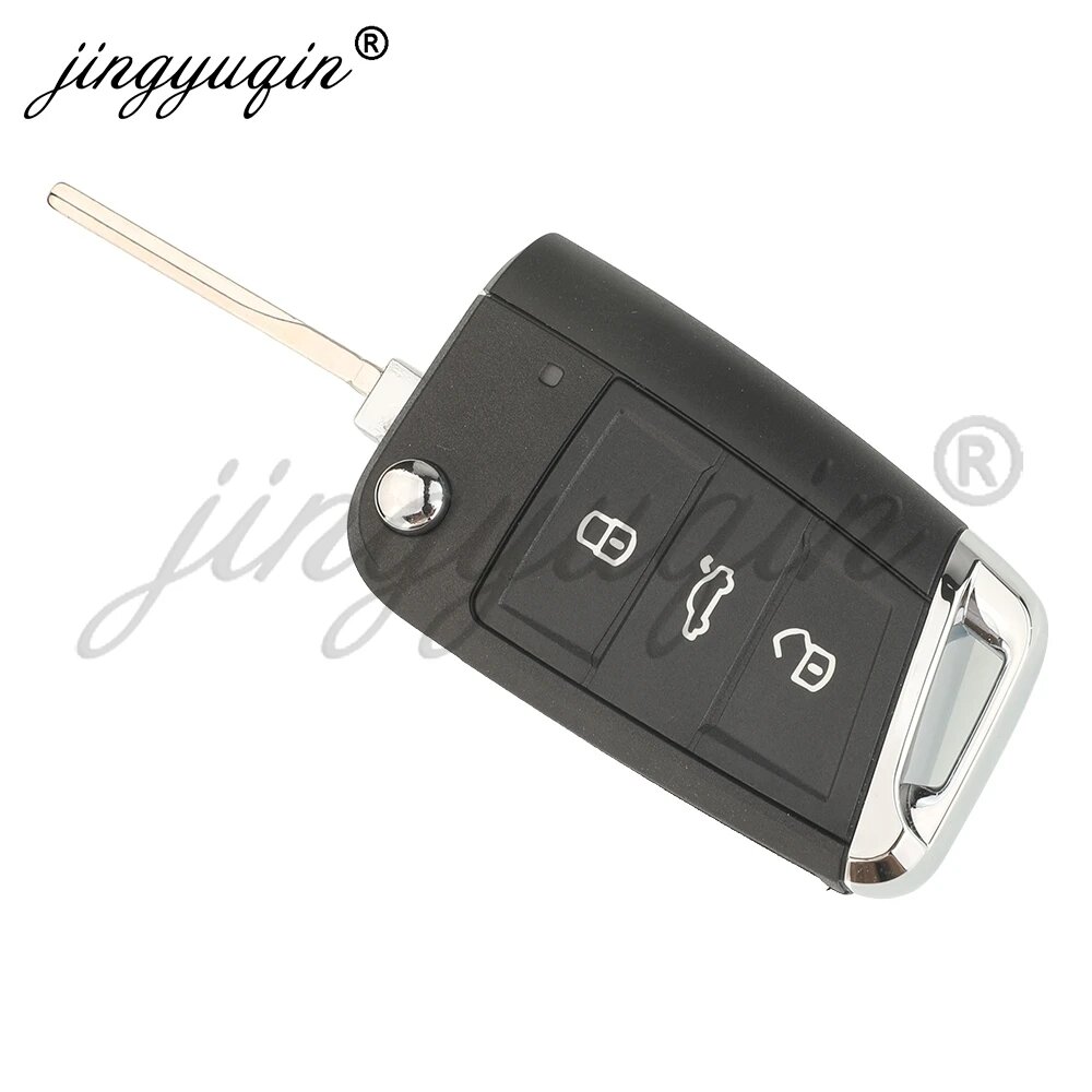 Корпус Выкидного Ключа Jingyuqin Для Volkswagen (3 Кнопки, Brelong) Для VW Golf, Polo, T-CROSS, Skoda, Seat