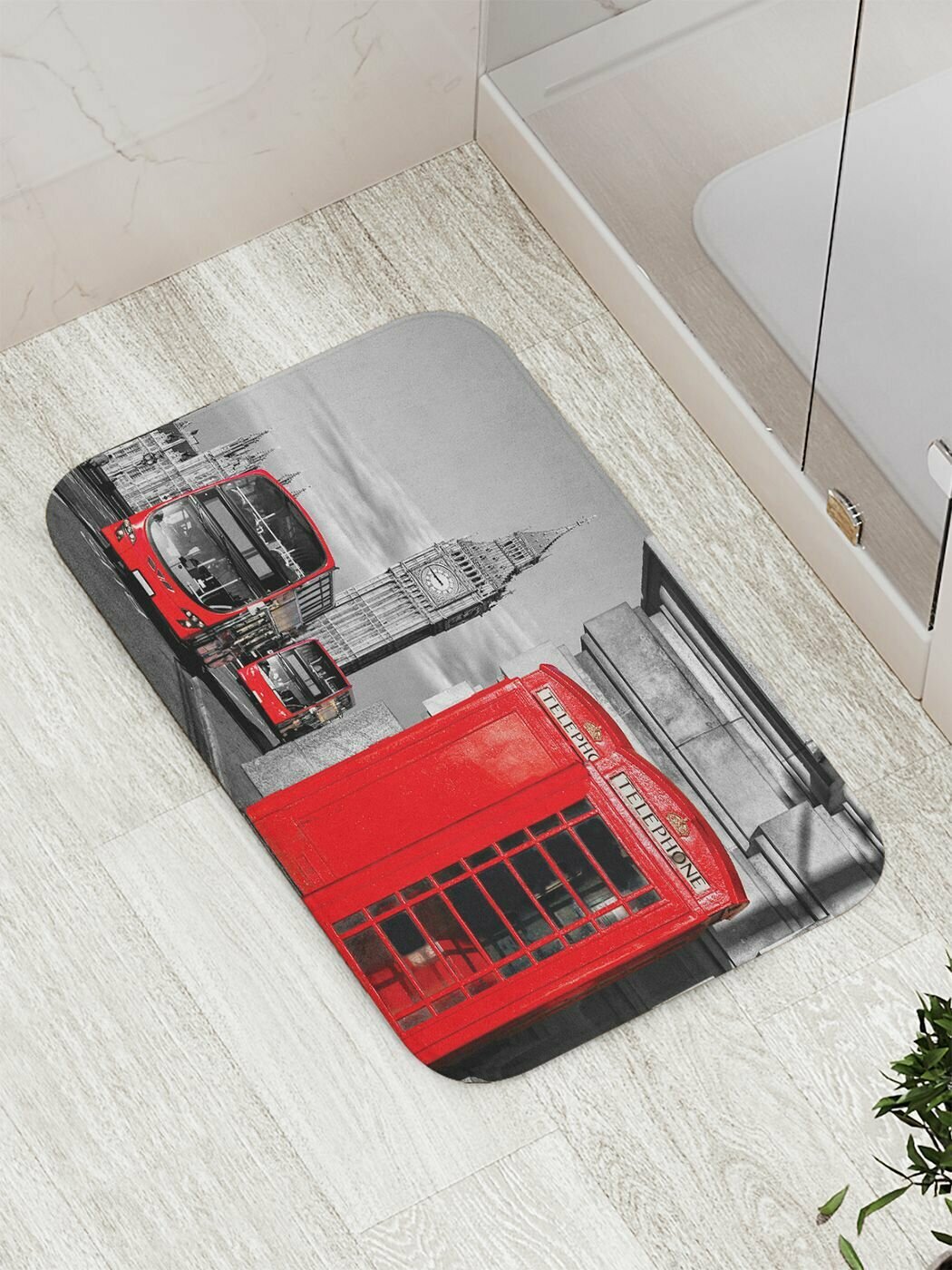 Коврик для ванной комнаты, туалета "Эксурсия по Лондону" противоскользящий, 52х77 см, JoyArty
