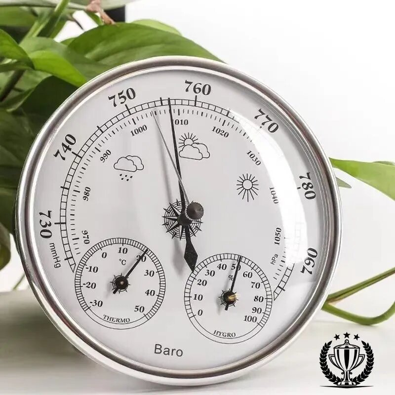 Барометр настенный с термометром и гигрометром THB9392G, золотистый-hl