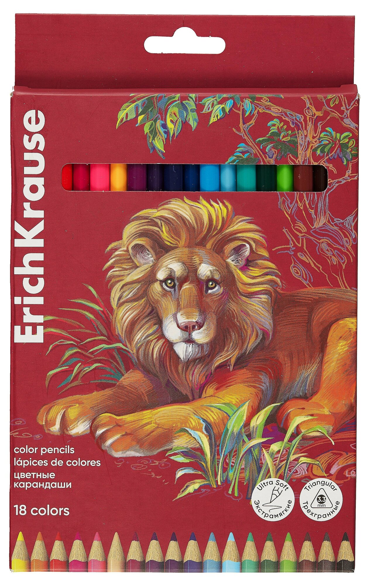 Карандаши цветные 18 цветов "Safari" трехгранные, ErichKrause