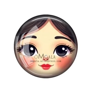 Кабошон стеклянный Матрёшка девочка 18mm, Цвет: G