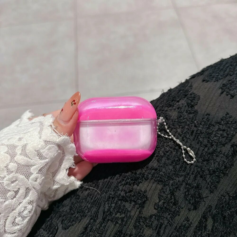 Красный светящийся жидкий чехол "Зыбучие пески" для AirPods pro