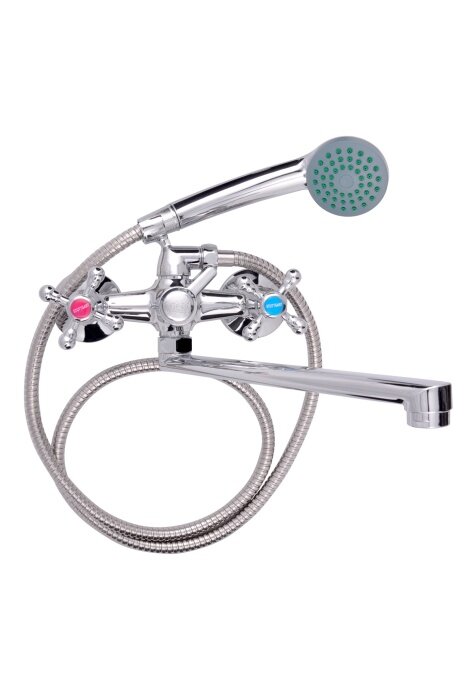 Смеситель для ванной 2-х брусковый Stuttgart, для ванны с подключением, с душем